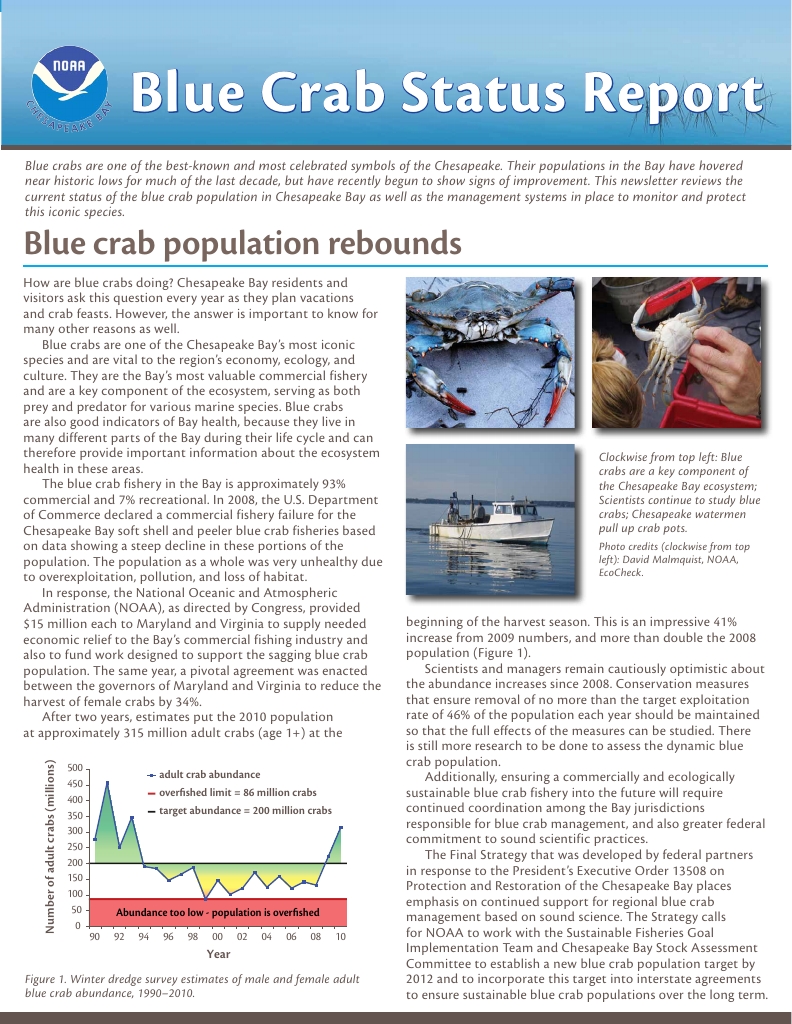 Blue Crab Status Report | Publications | Integration and Application ...