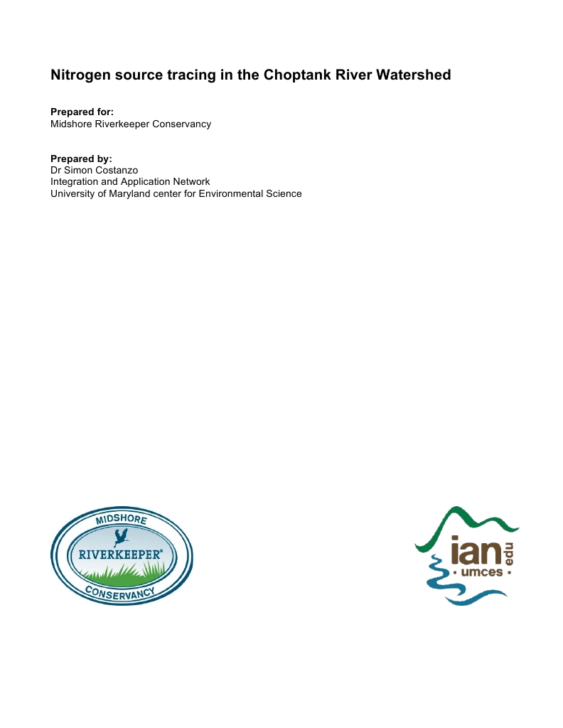 Nitrogen source tracing in the Choptank River Watershed | Publications ...