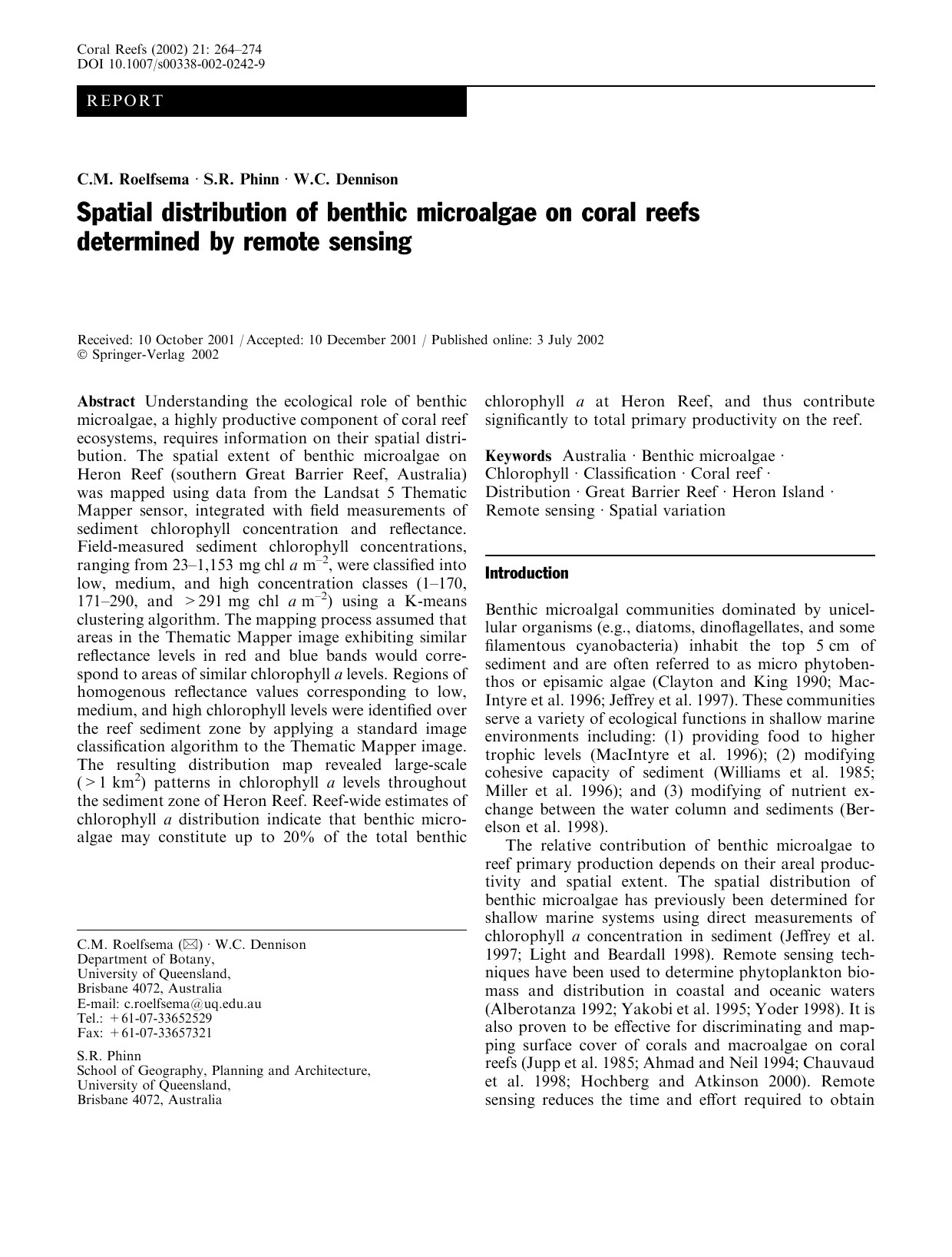 Spatial distribution of benthic microalgae on coral reefs determined by ...