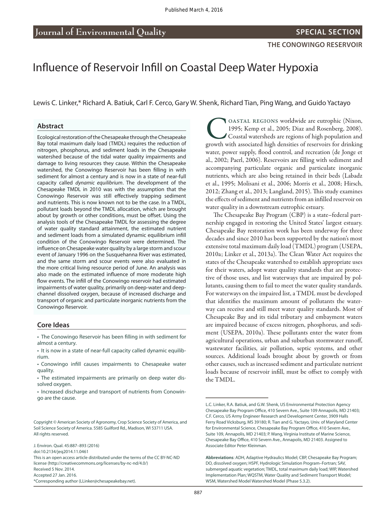 Influence of Reservoir Infill on Coastal Deep Water Hypoxia ...