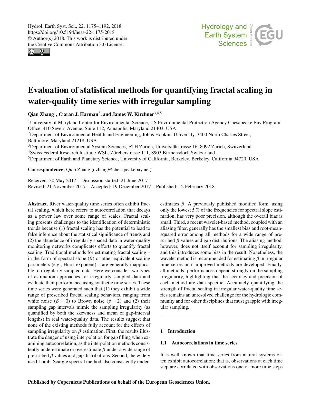 Evaluation Of Statistical Methods For Quantifying Fractal Scaling In
