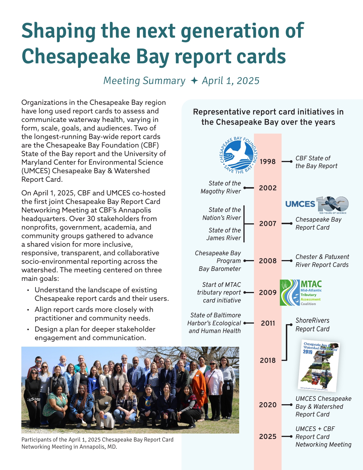 Shaping the next generation of Chesapeake Bay report cards | Publications | Integration and ...